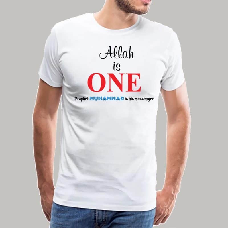 Best Allah Is One White Cotton Short Sleeve Print T-shirt