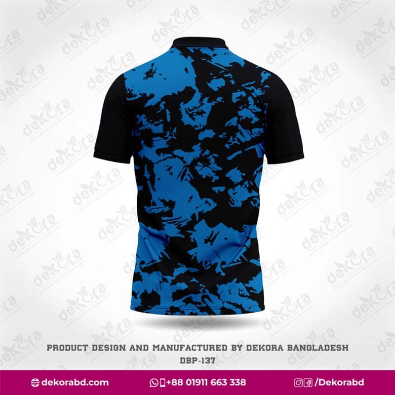 Customized Jersey Polo In Bangladesh With Blue Shape - Dekora BD